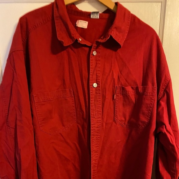 Levi's | Shirts | Vintage Levis Red Tag Red Canvas Long Sleeve Button ...